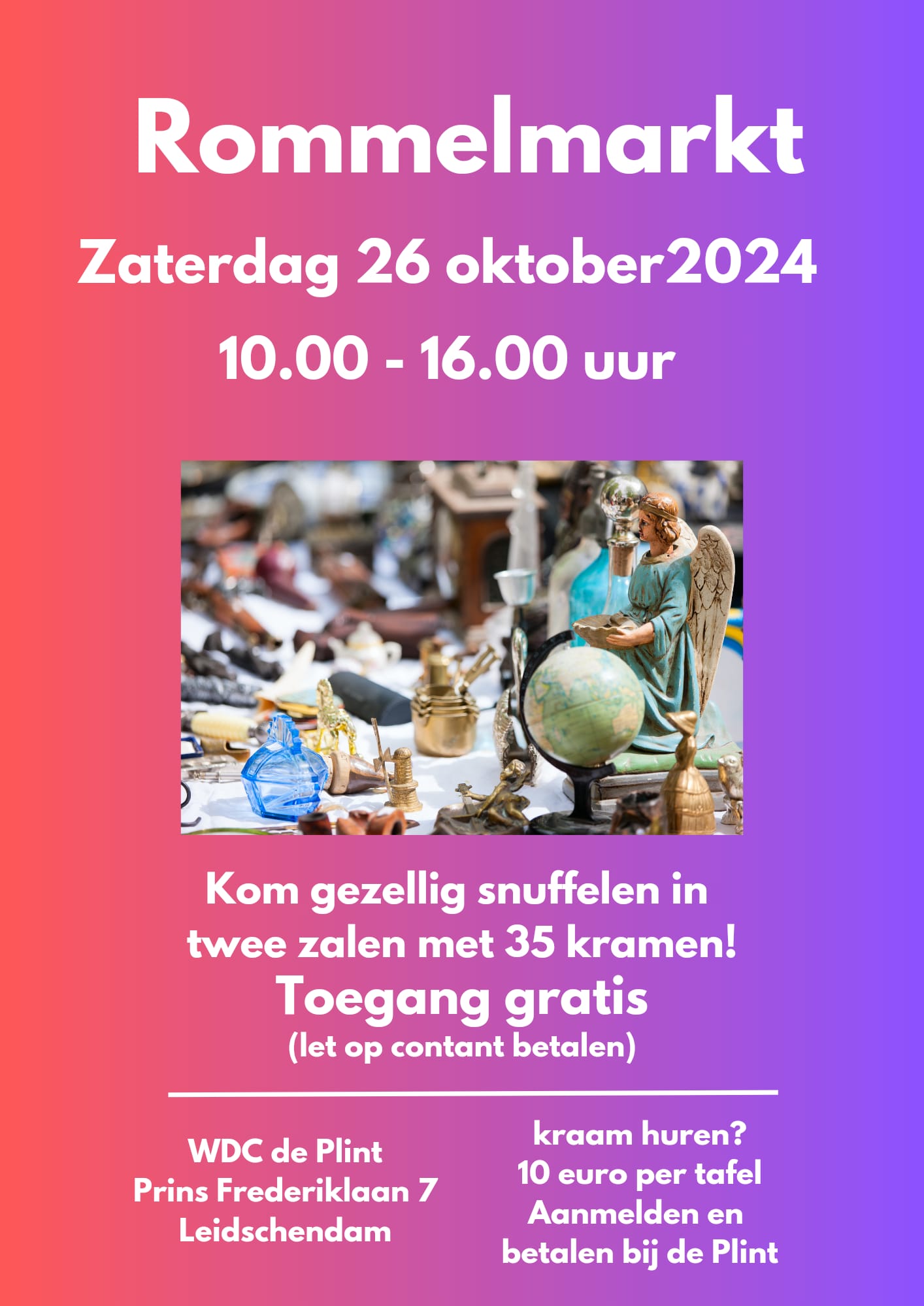 Laatste nieuws uit Leidschendam-Voorburg - Rommelmarkt in De Plint op 26 oktober